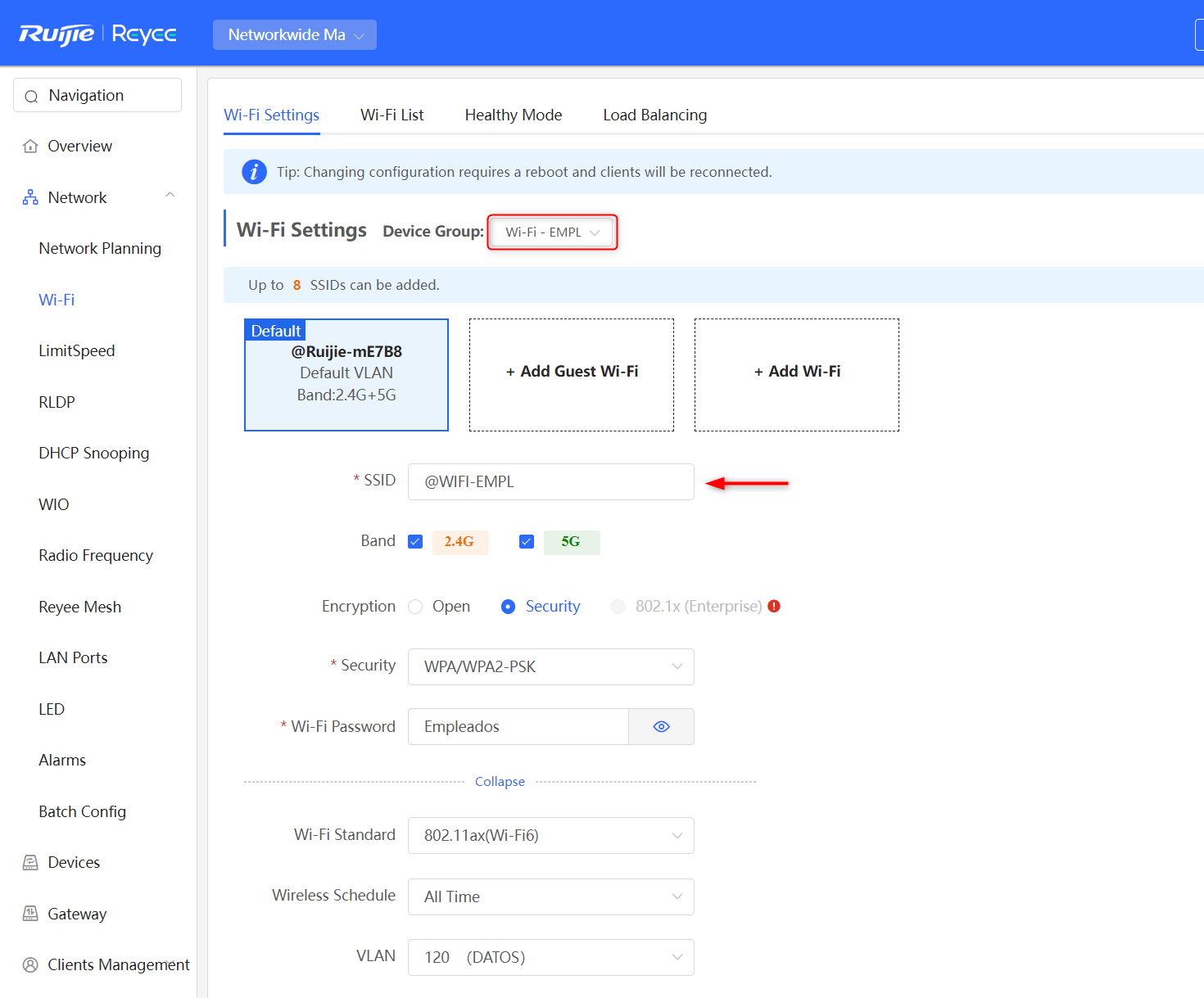 Configuración de SSIDs Wi-Fi aislados por grupos de AP en Reyee RG-RAP2260G – Visiotech
