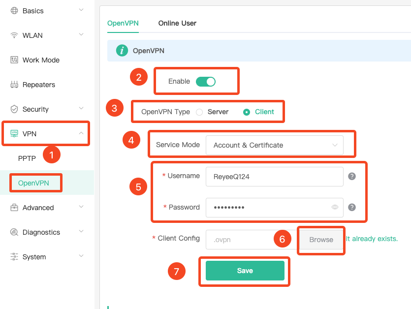 Reyee - Open VPN setup Server & client router – Visiotech