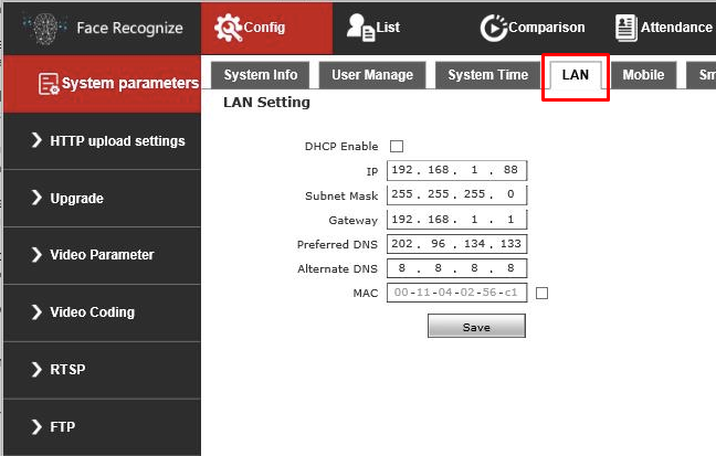 Network configuration of FACE-TEMP / FACE-TEMP-T devices – Visiotech