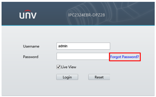 Recover password on Uniview device – Visiotech