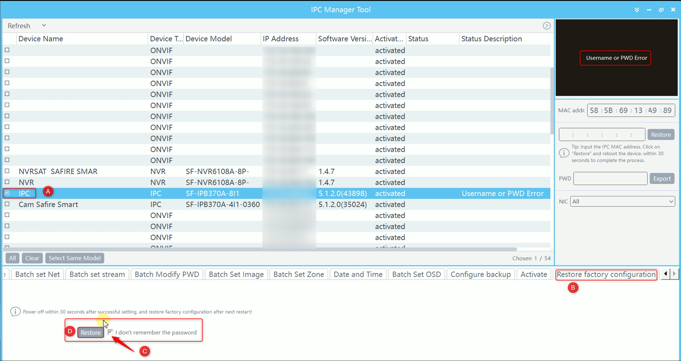 Safire Smart - Réinitialiser le mot de passe de la caméra IP – Visiotech