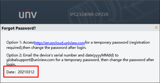 Recover password on Uniview device – Visiotech