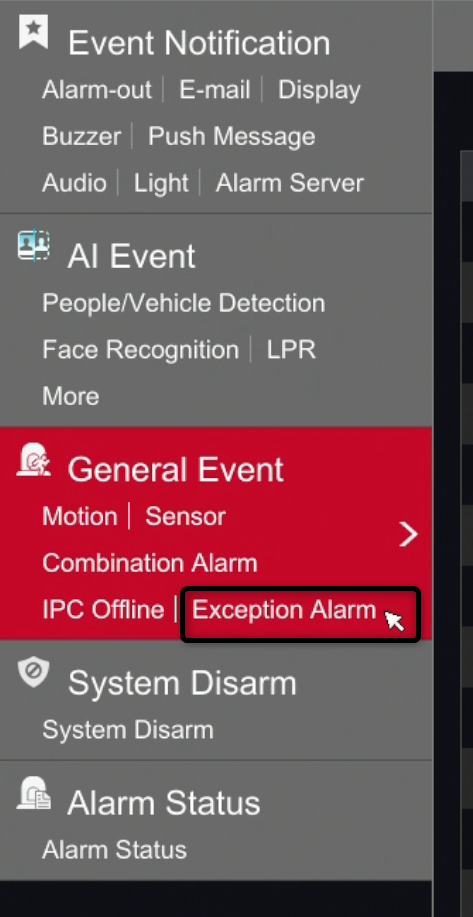 Safire Smart - Abnormal Alarms - Event Type – Visiotech