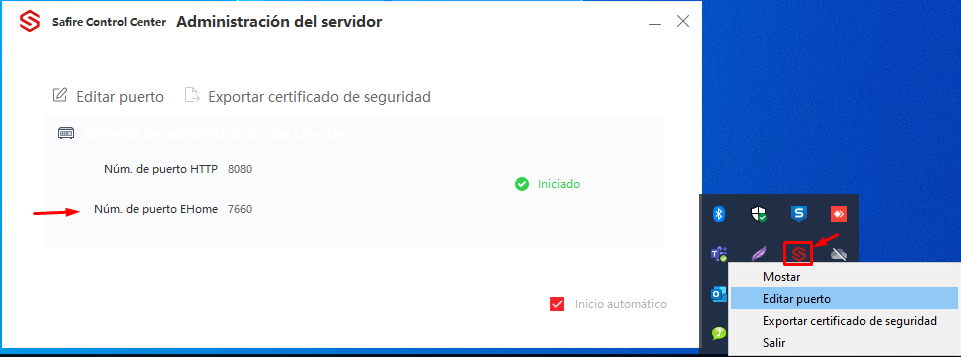 Ehome protocol configuration on SAFIRE presence and access terminals ...