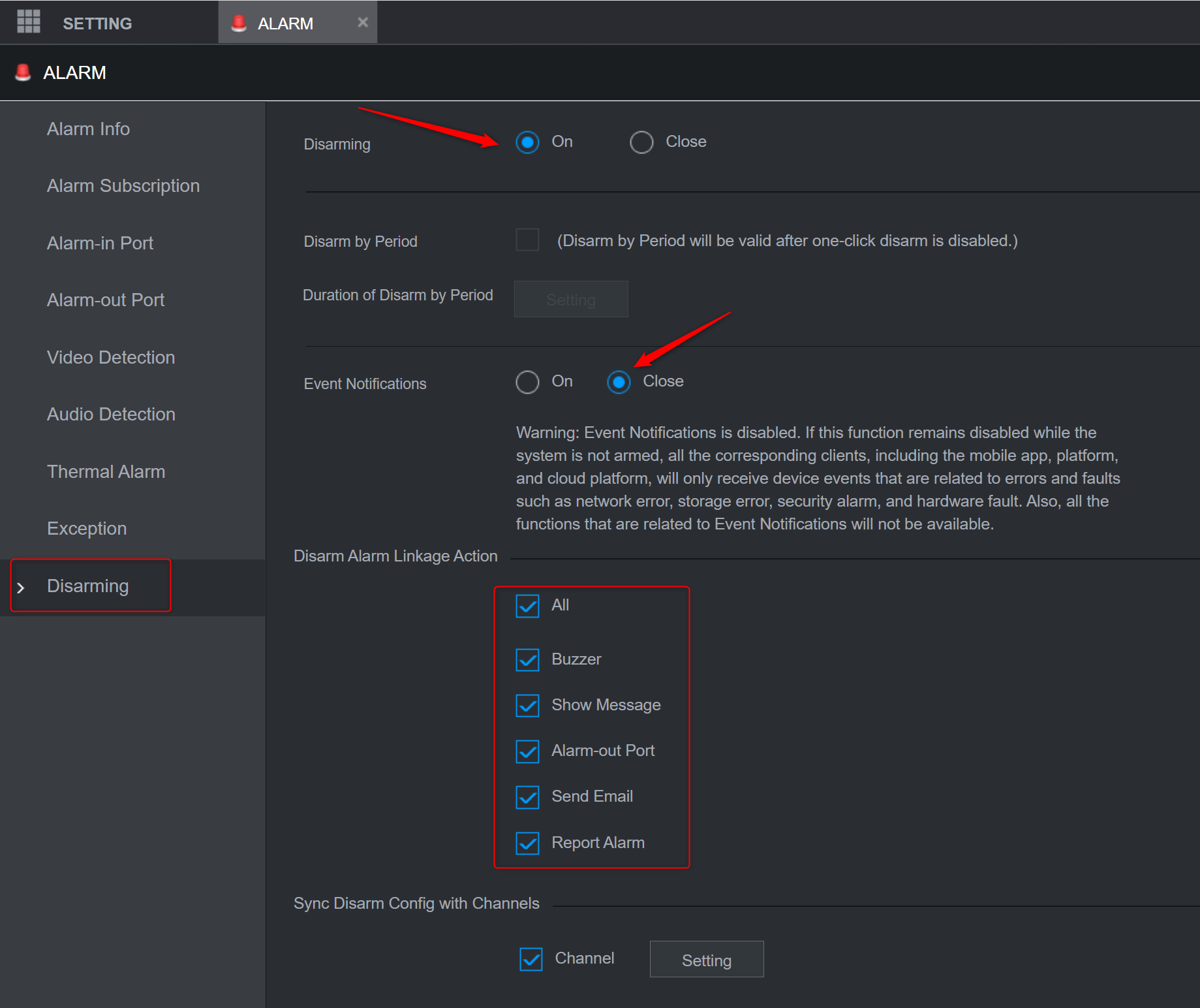 Configurazione One Click Disarm su X-Security/Dahua – Visiotech