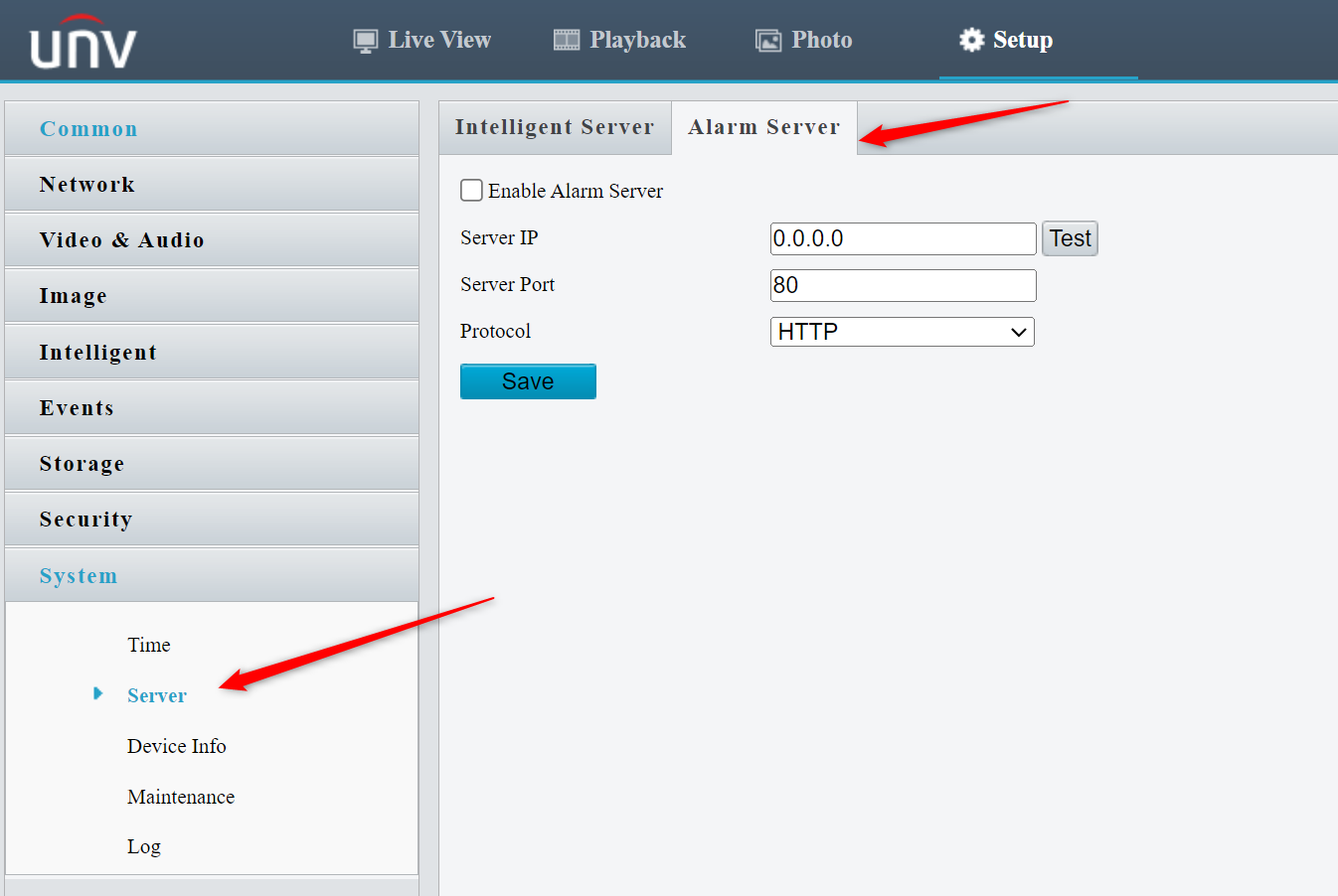 Configuration for sending events via HTTP in Uniview – Visiotech
