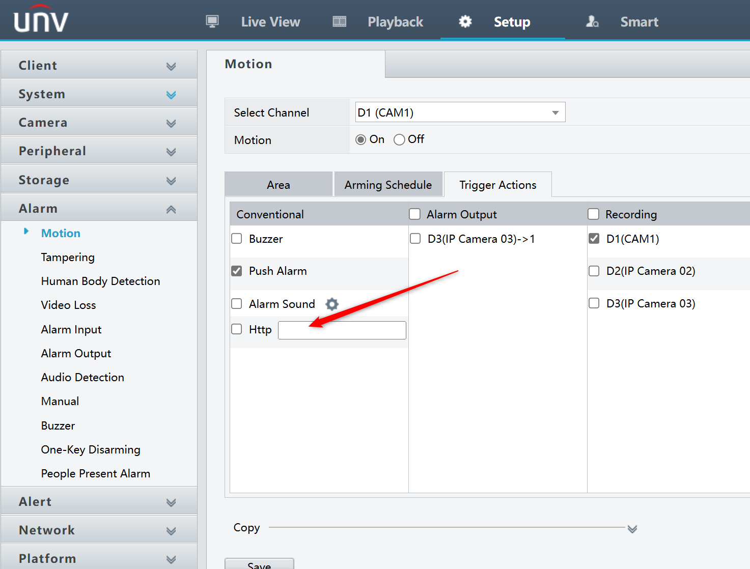 Configuration for sending events via HTTP in Uniview – Visiotech