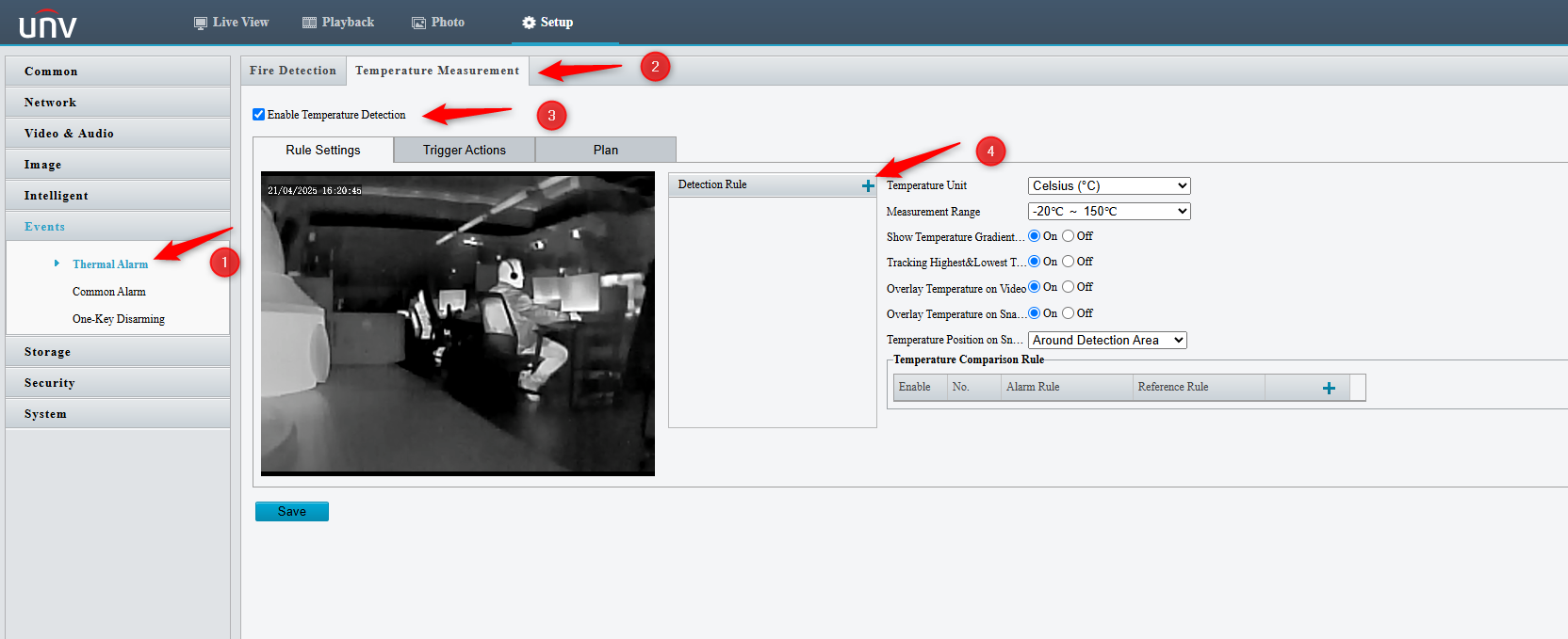 Smoke Fire Temperature Detection Configuration In Uniview Camera Visiotech