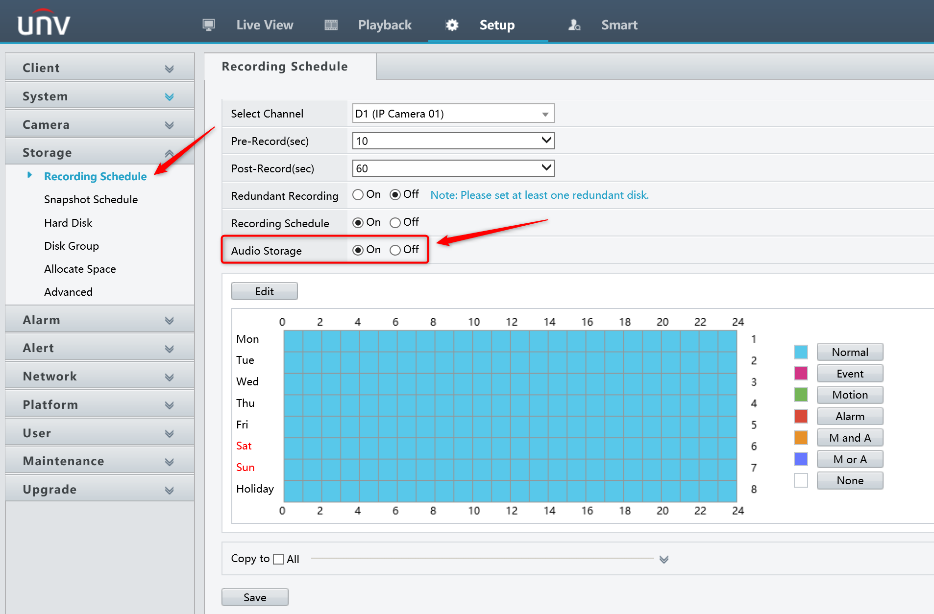 Audio recording configuration in Uniview – Visiotech