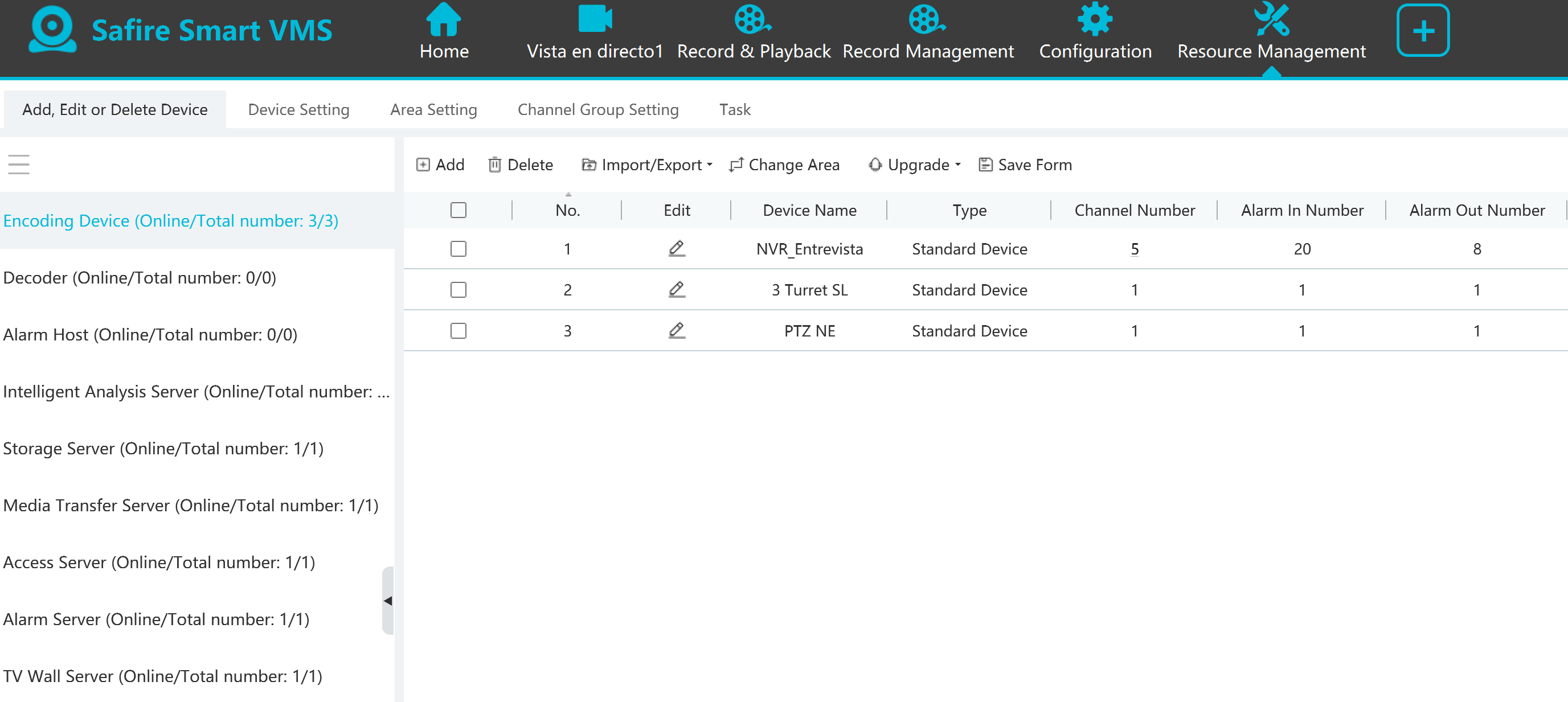 Configuración de grabación en servidor VMS SF-SERVERVMS-1000CH de ...