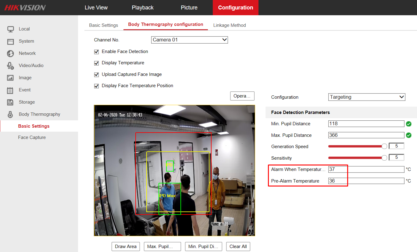 Connection of the thermographic camera SF-ACMETAL-TCAM-IP to its metal ...
