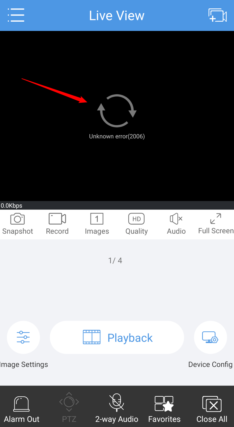 Fallo de visualización error 2006/101200 en EzView de Uniview – Visiotech