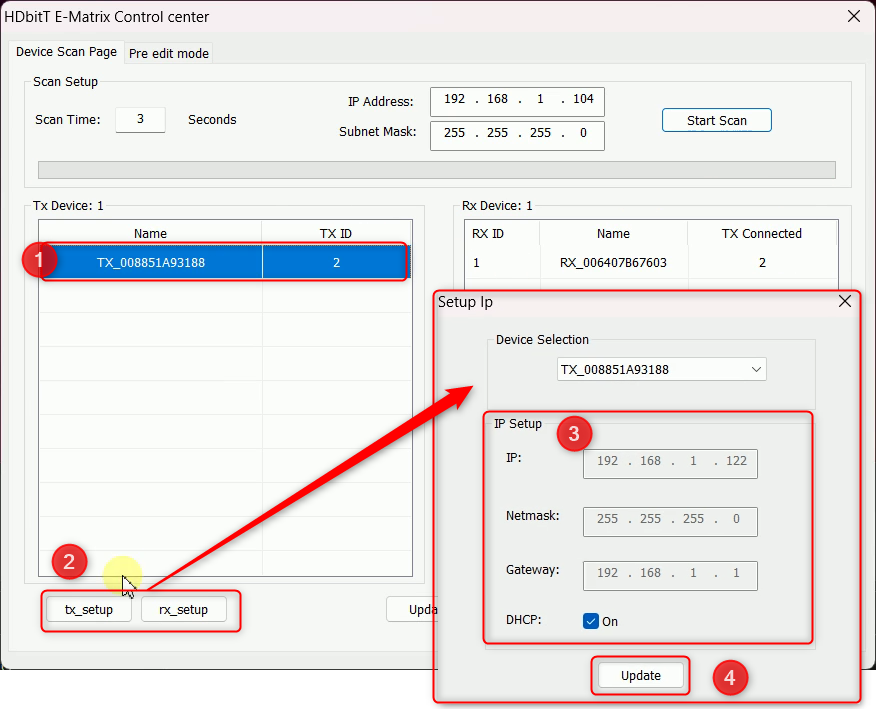 HDMI-MATRIX-PRO-4K - Matrix Controler cambiar la dirección IP – Visiotech