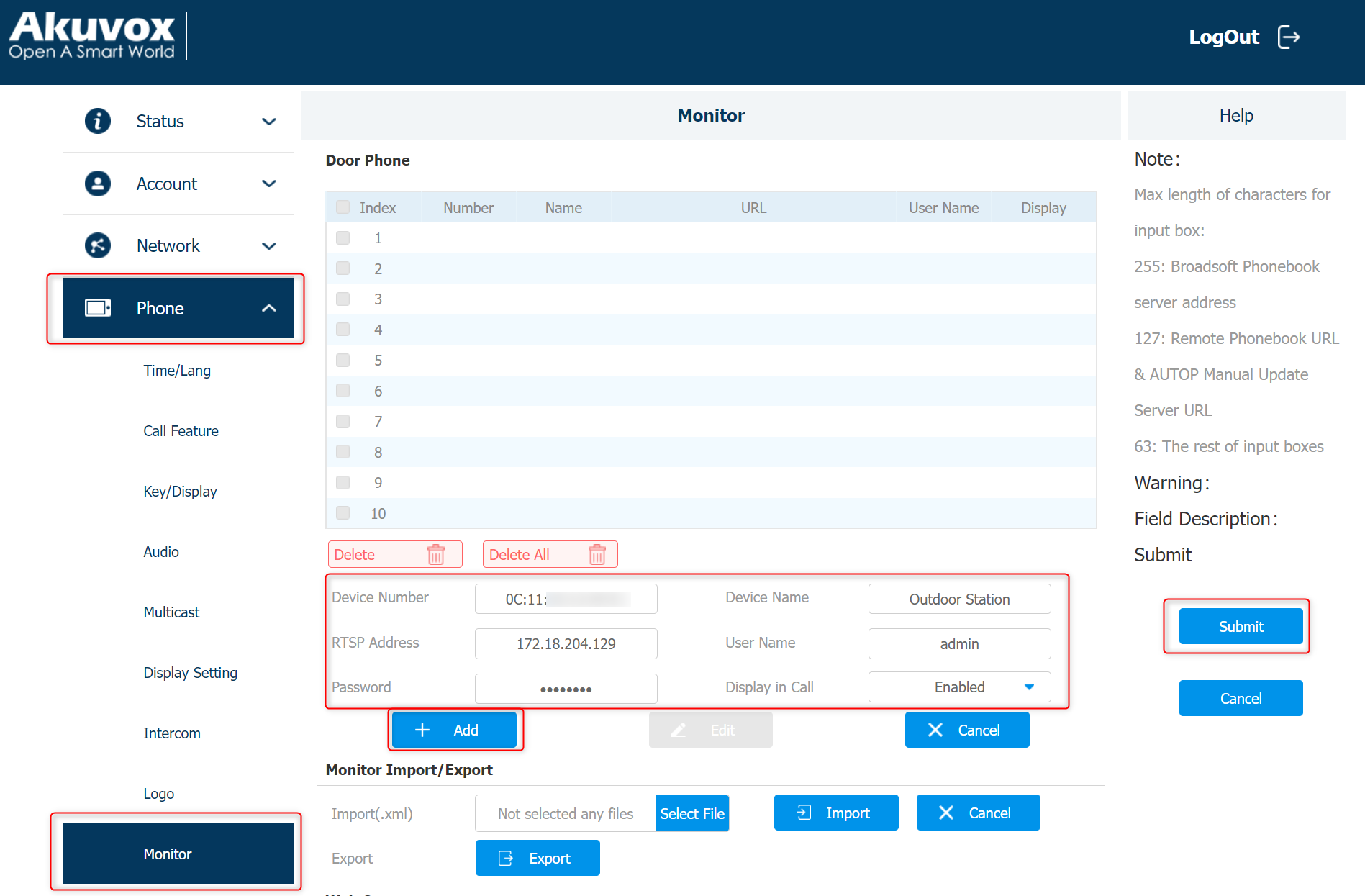 Akuvox - E03 - Setup the outdoor video intercom – Visiotech