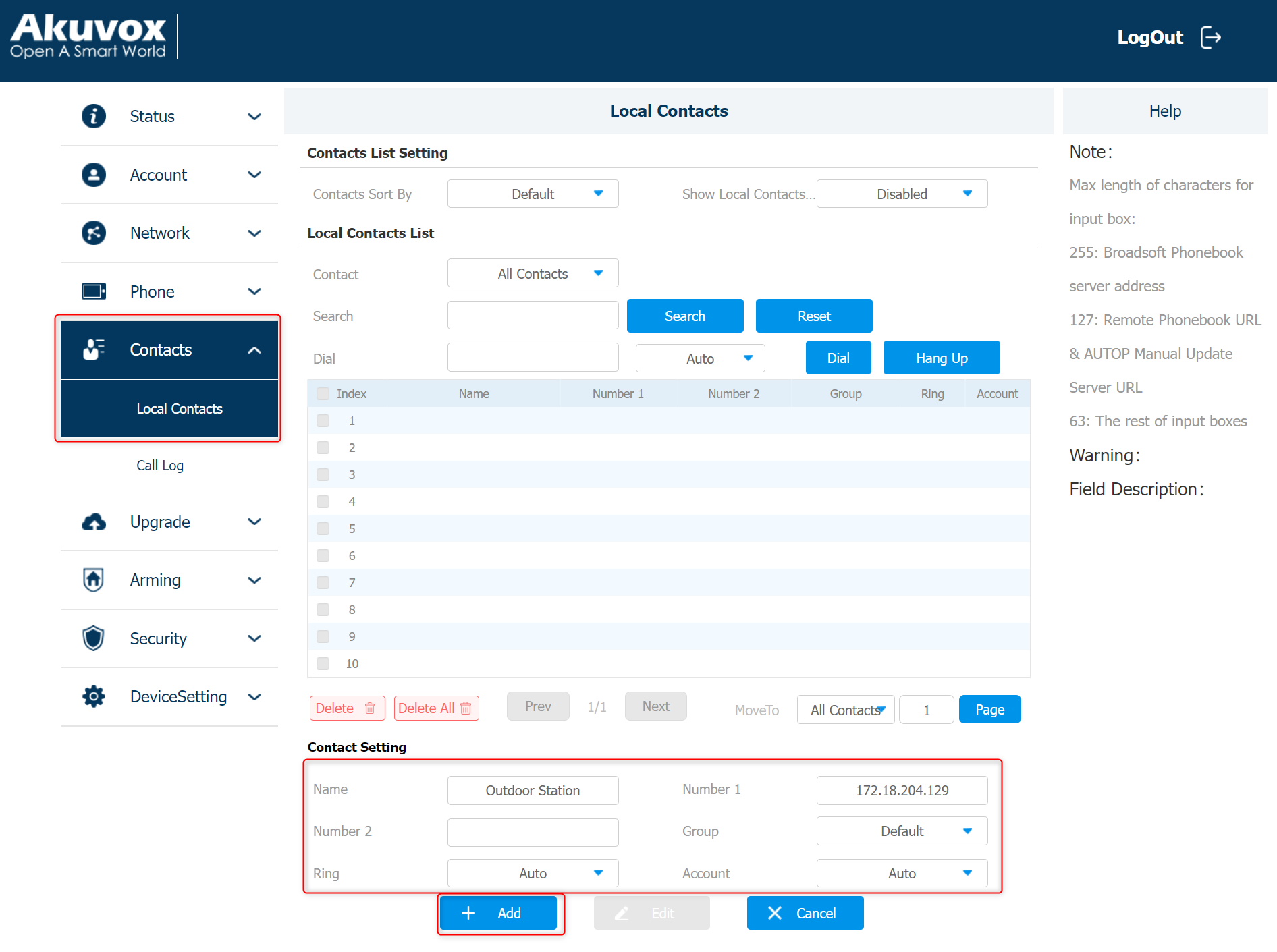 Akuvox - E03 - Setup the outdoor video intercom – Visiotech