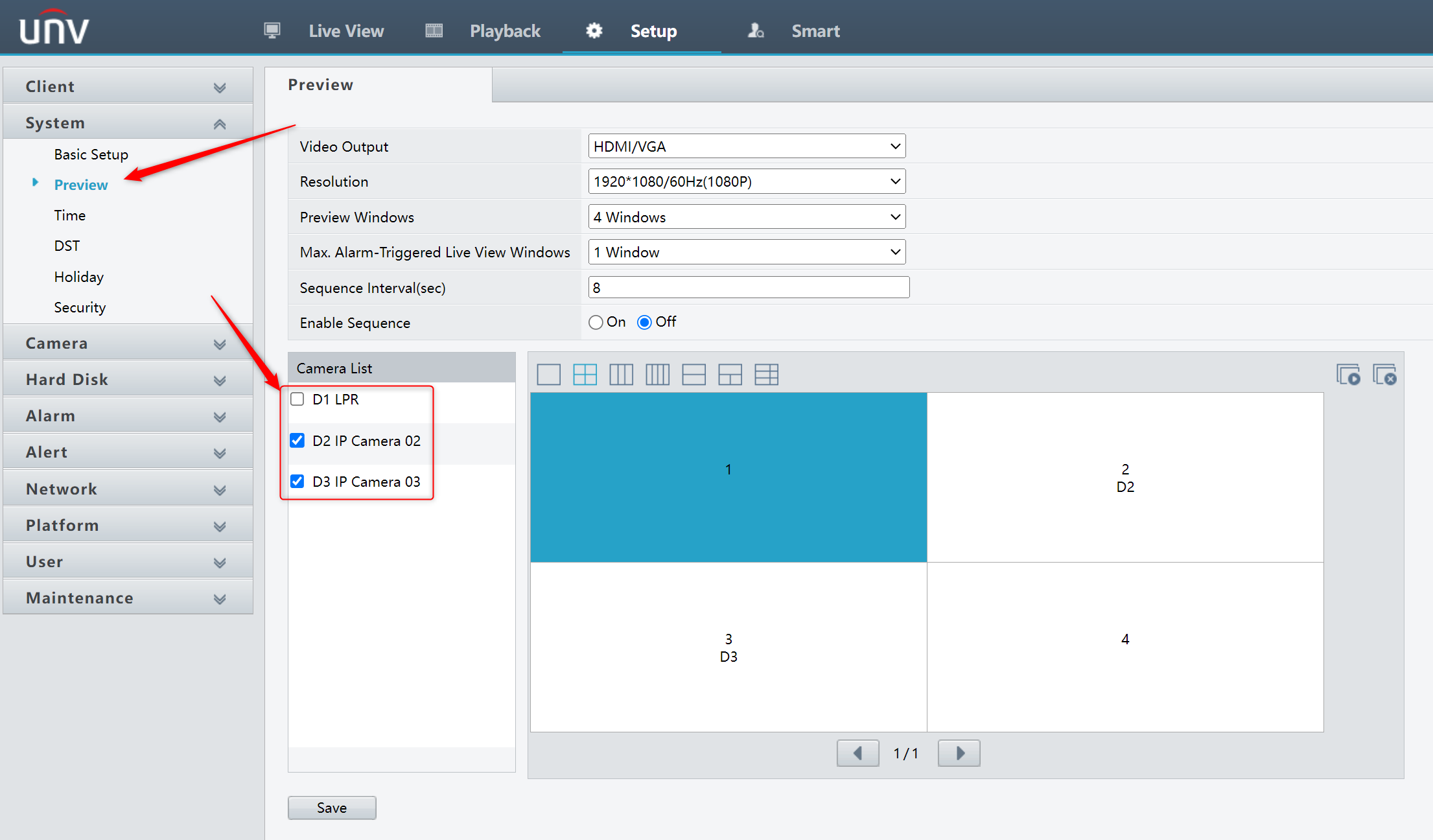 Quitar canales de la salida de vídeo HDMI/VGA en UNIVIEW – Visiotech