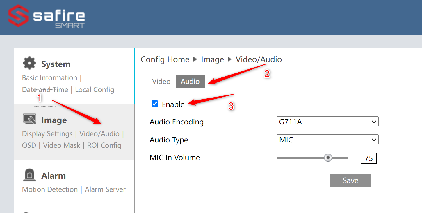 Configuración de grabación de Audio en Safire Smart – Visiotech