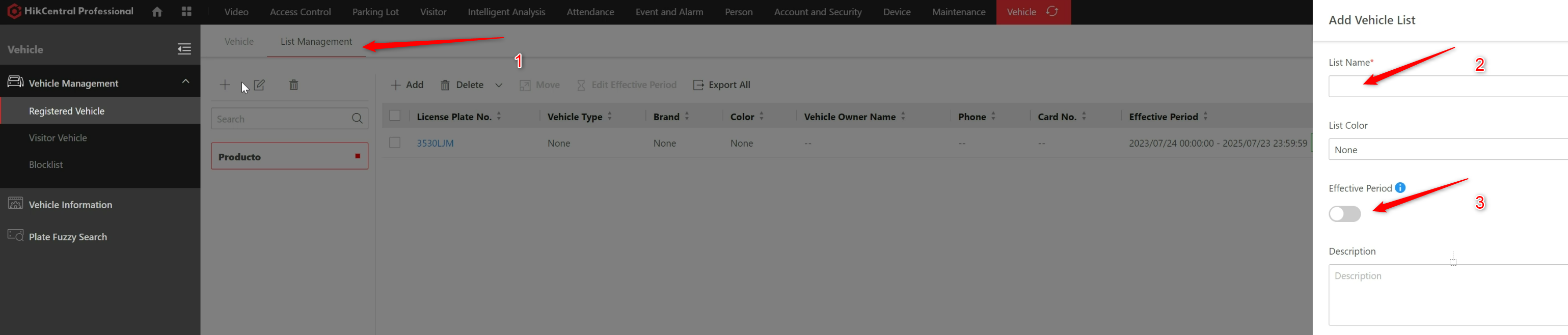 Configuración de matrículas en software Hik Central de Hikvision ...